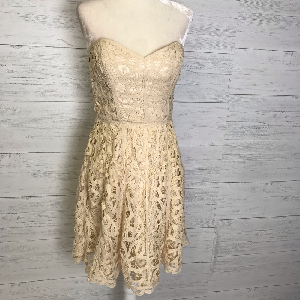 Betsey Johnson Lace Strapless Dress - Gem